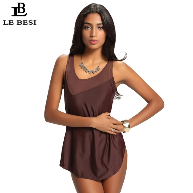 Lebesi 2017 New Sexy One Piece Swimsuit Women Plus Size Skirt Swimwear