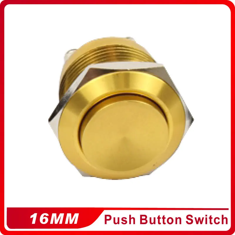 16mm Metal Oxidized Push Button Switch High Round 1NO Reset Press ...