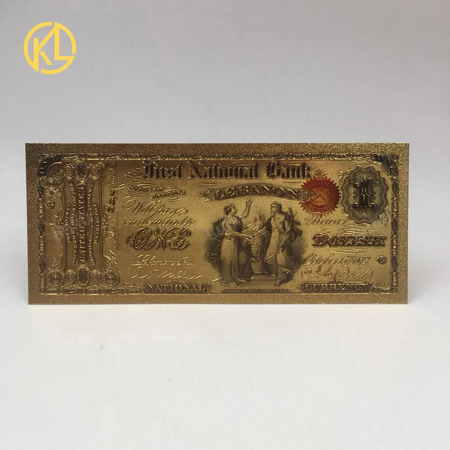 1pc Antique Imitation 1875 Year 1 US Dollar Bill Colored 24k Gold ...