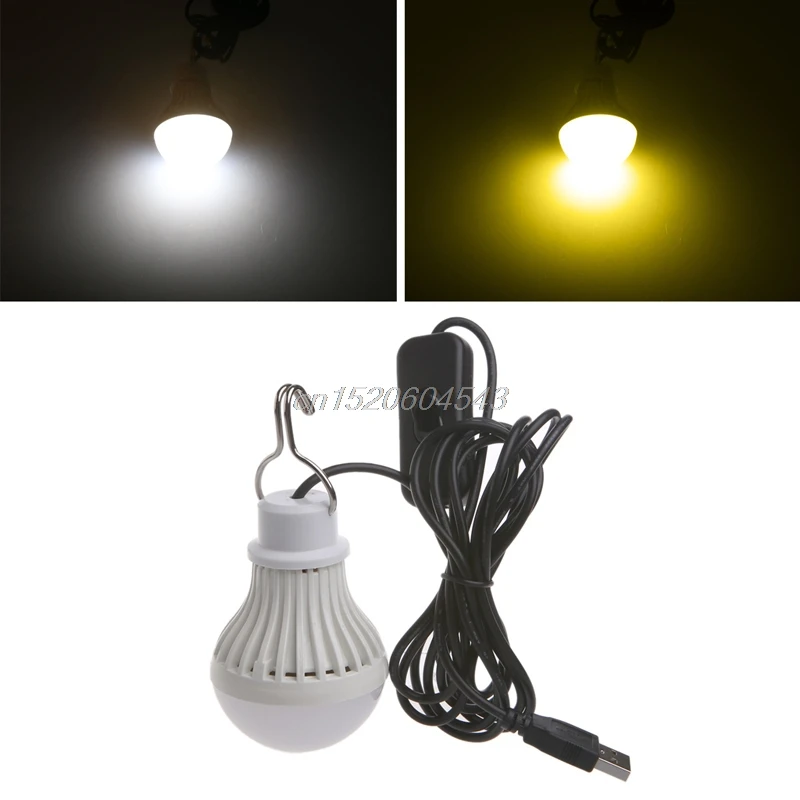 Portable Usb Led Light Bulb Switch Led Camping Lantern Tent Lighting 5w ...
