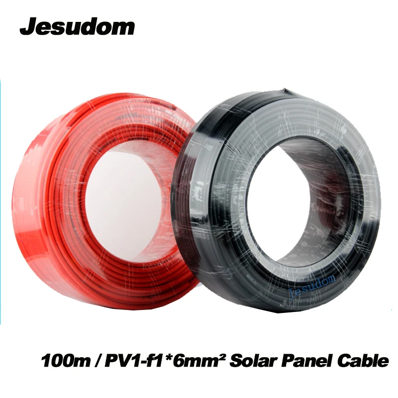 1 rolo/100 Metros 10AWG 6 mm2 PV Cabo de Energia Solar FOTOVOLTAICA 6 ...