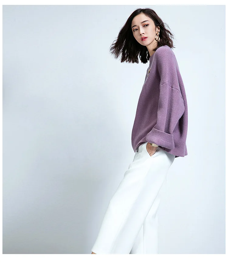 Women Autumn Winter Jumpers Solid Loose Korea styl Batwing Sleeve Solid ...
