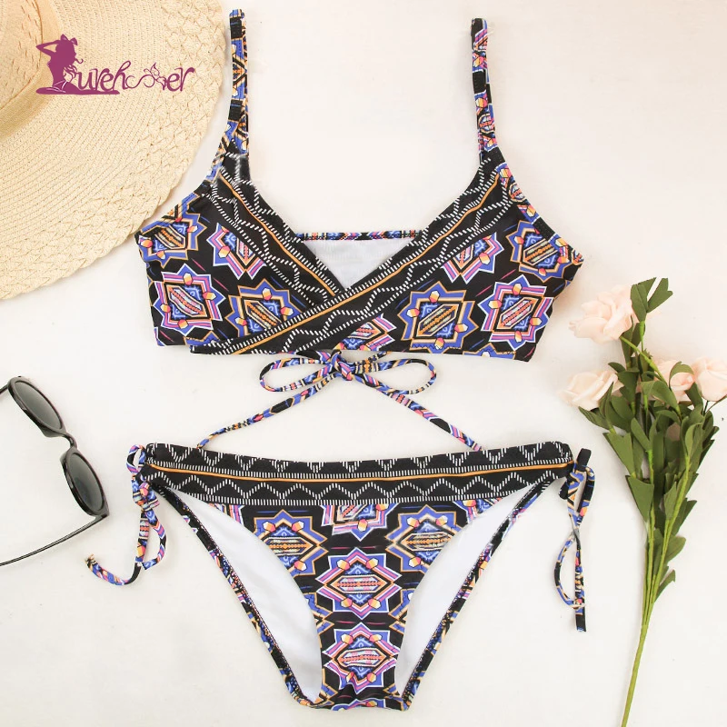 Lurehooker Sexy Low Waist Geometric Print Bikini Set Women Backless ...