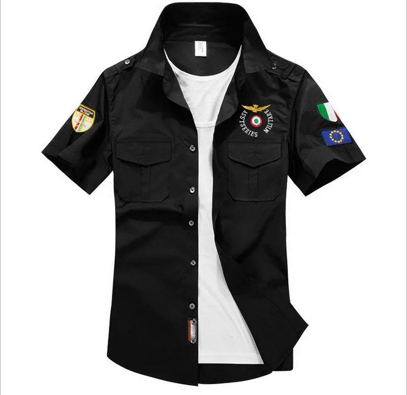 2019 Brand 100 Cotton Air Force One Camisa Masculina Short Sleeve Men