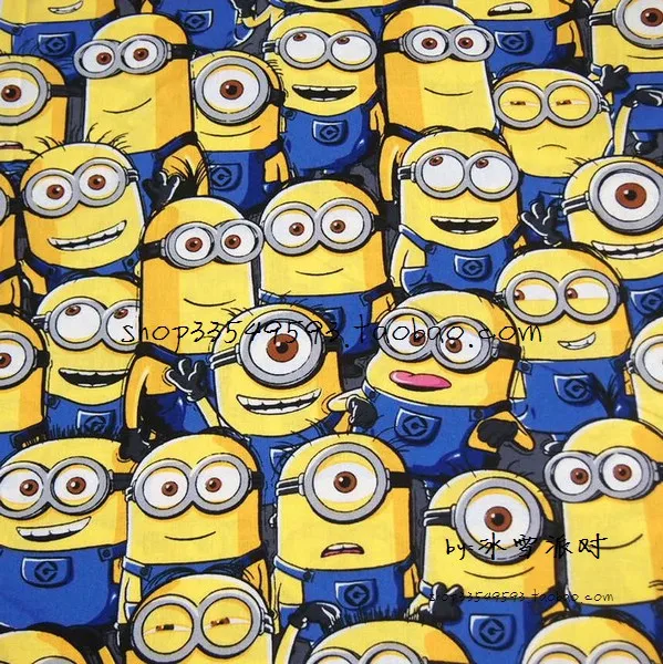 328 PLAIN pure cotton fabrics 140*50cm Minions cute baby minion100 ...