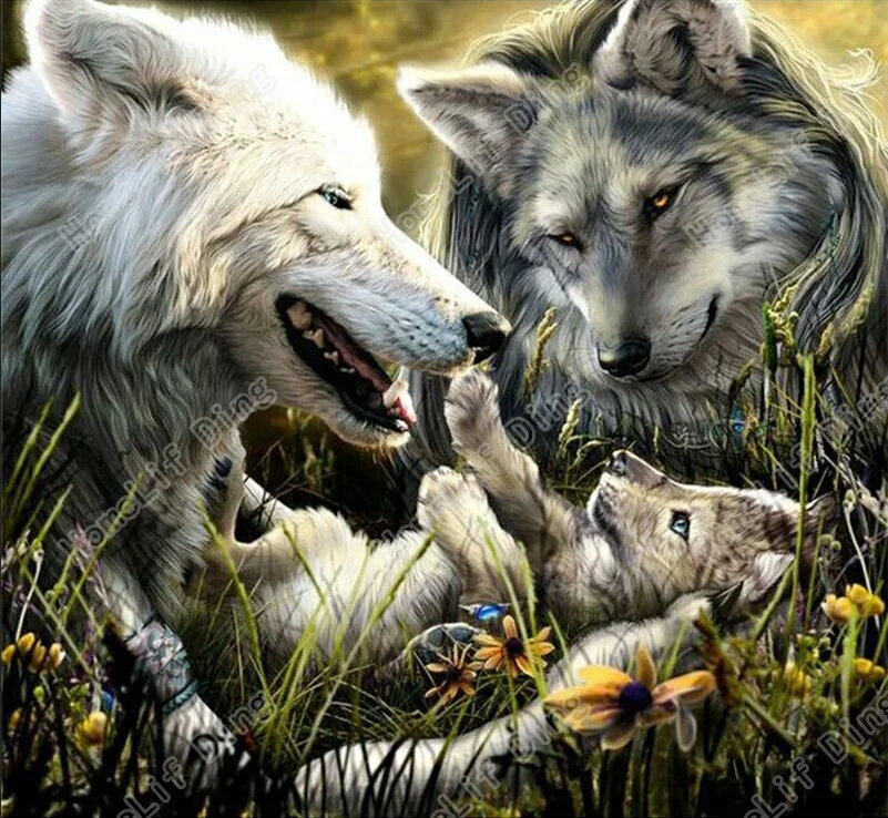 2016 New Diy Diamante Mosaic Pictures Estilo Lobo Pintura Moderna Casa ...