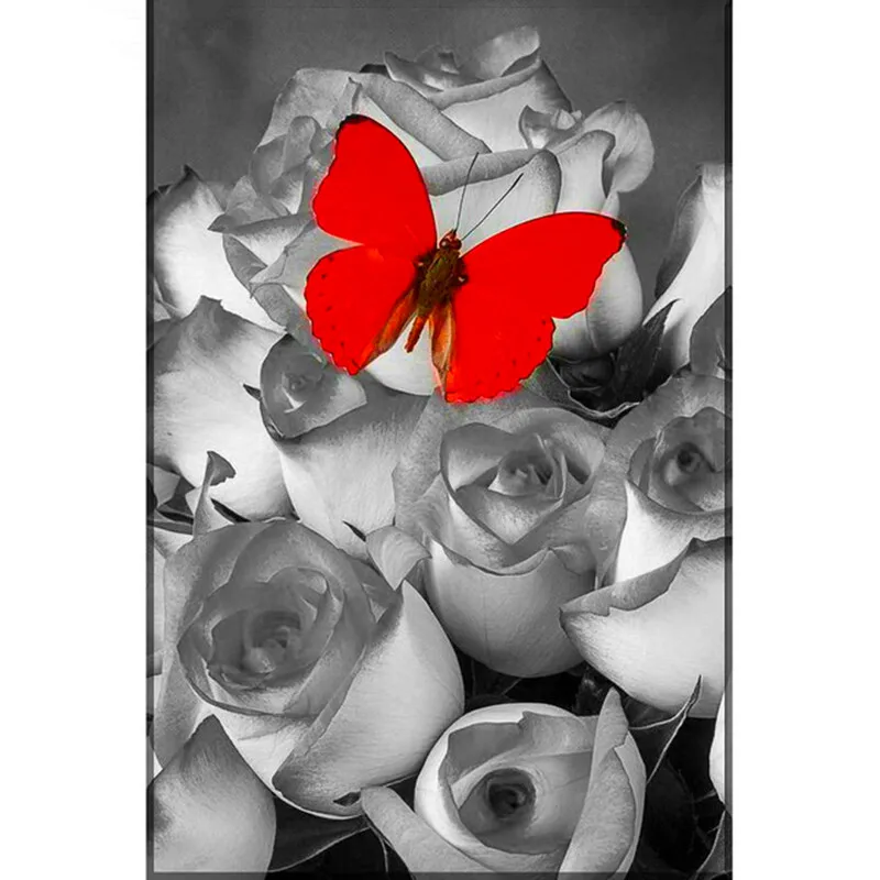 Full Square Diamond 5D DIY Diamond Painting Roses and butterflies ...