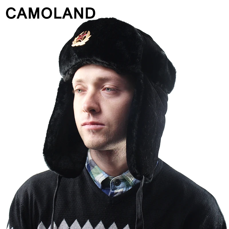 Winter Soviet Army Military Badge Russia Ushanka Bomber Hats Pilot ...