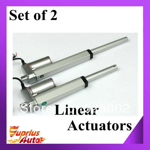 Set of two Linear actuators, 6"/ 150mm Stroke, 12/24V DC 900N Push Load ...