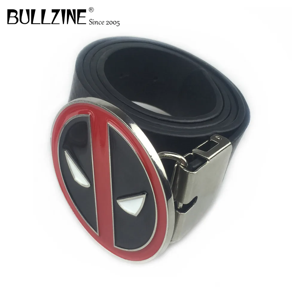The Bullzine deadpool film belt buckle with silver finish with PU belt ...