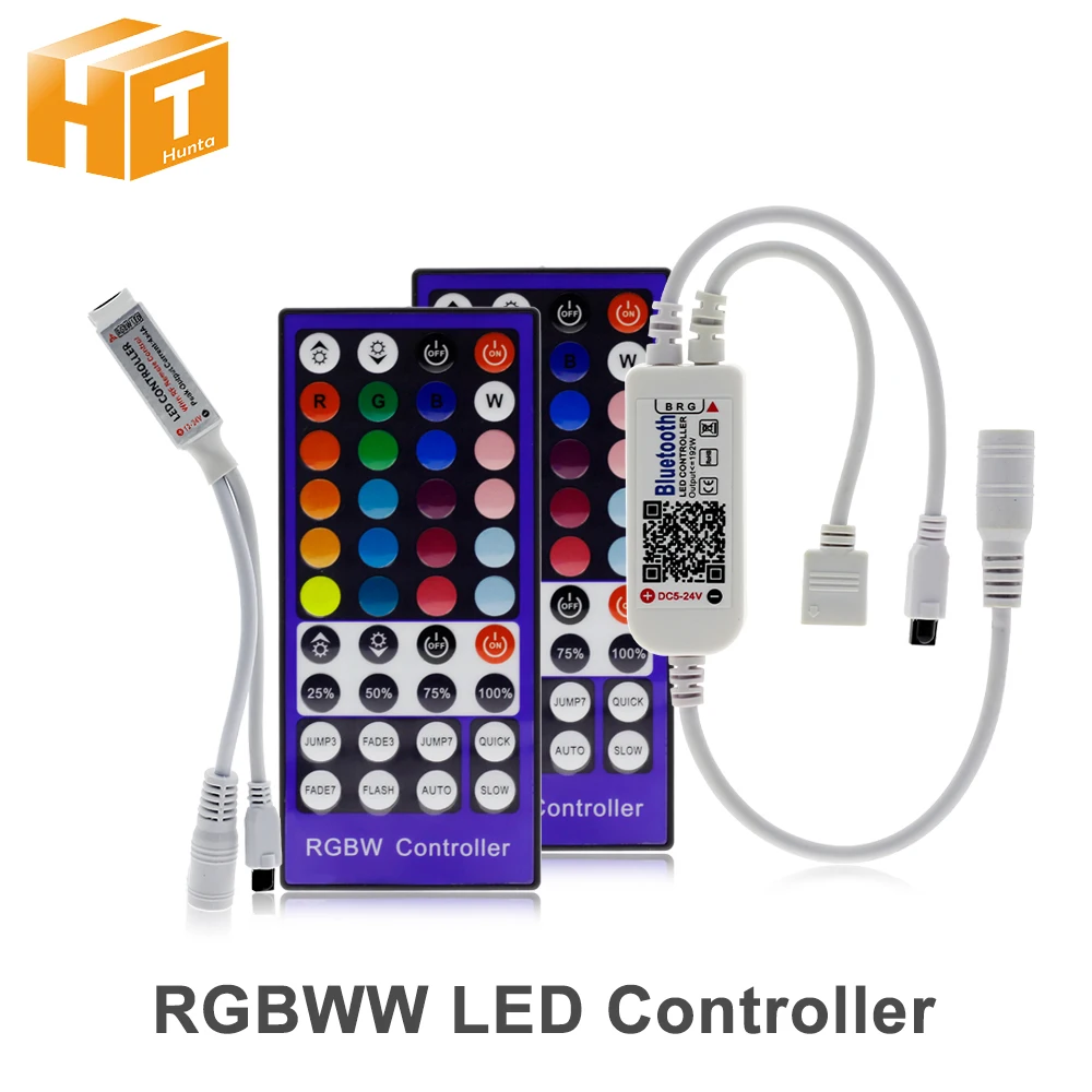 RGBW LED Controller DC12V 40Key IR Remote Control / Bluetooth Control ...