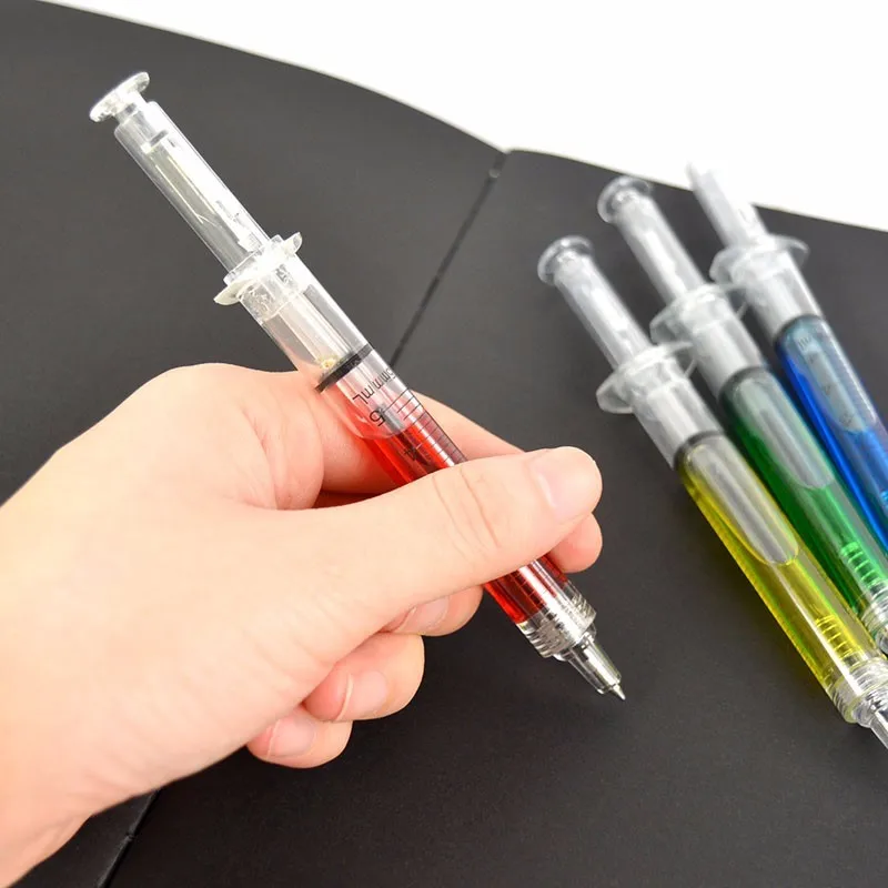 DHL Free Shipping,200PC Syringe ballpoint pen black ink Novelty Plastic ...