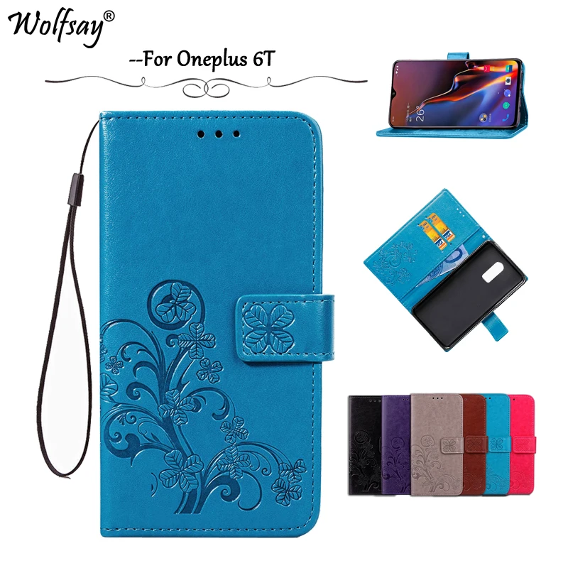 Phone Shell Cover Oneplus 6T Case Wolfsay Cover PU Flip Wallet Cases ...