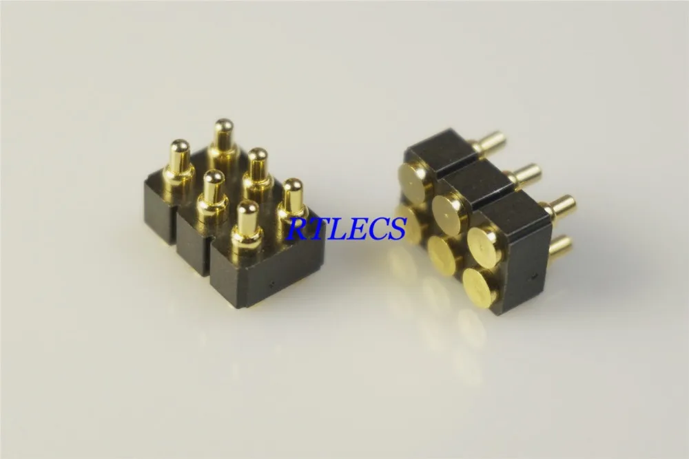 50pcs Spring Loaded Pogo Pin Connector 6 Pin 2.54 mm Pitch 5.5 mm ...