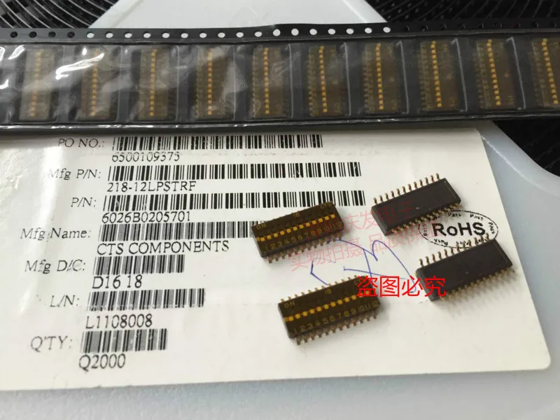 Interruptor de marcación 100% 218 12LPSTRF, 12 bits, 12P, SMD, codificación, 1,27 MM, Parche de ...