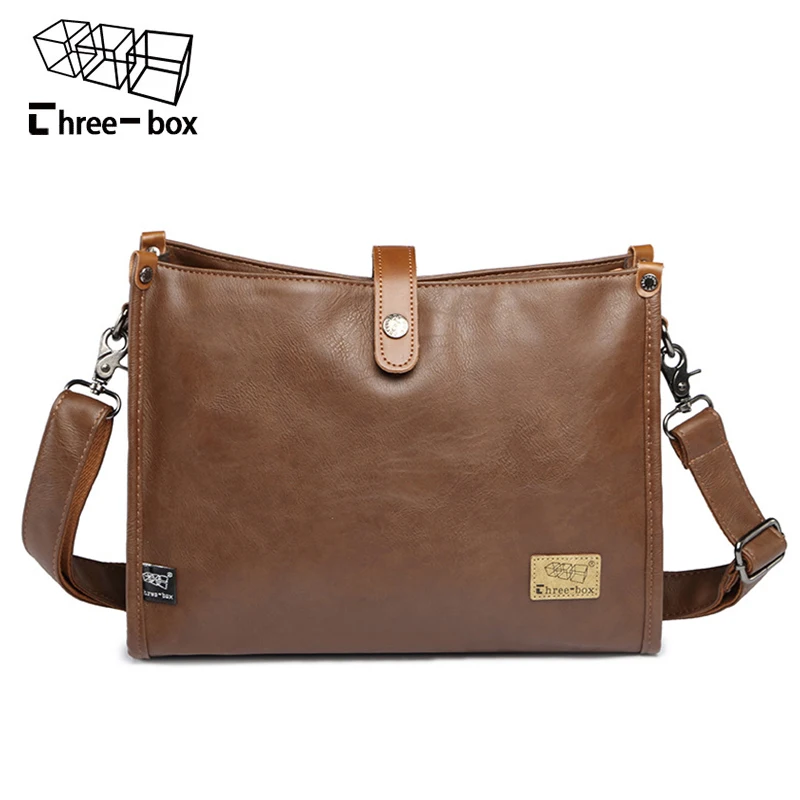 Three-box Luxury Brand Leather Men Crossbody Bag Vintage Messenger Bag ...