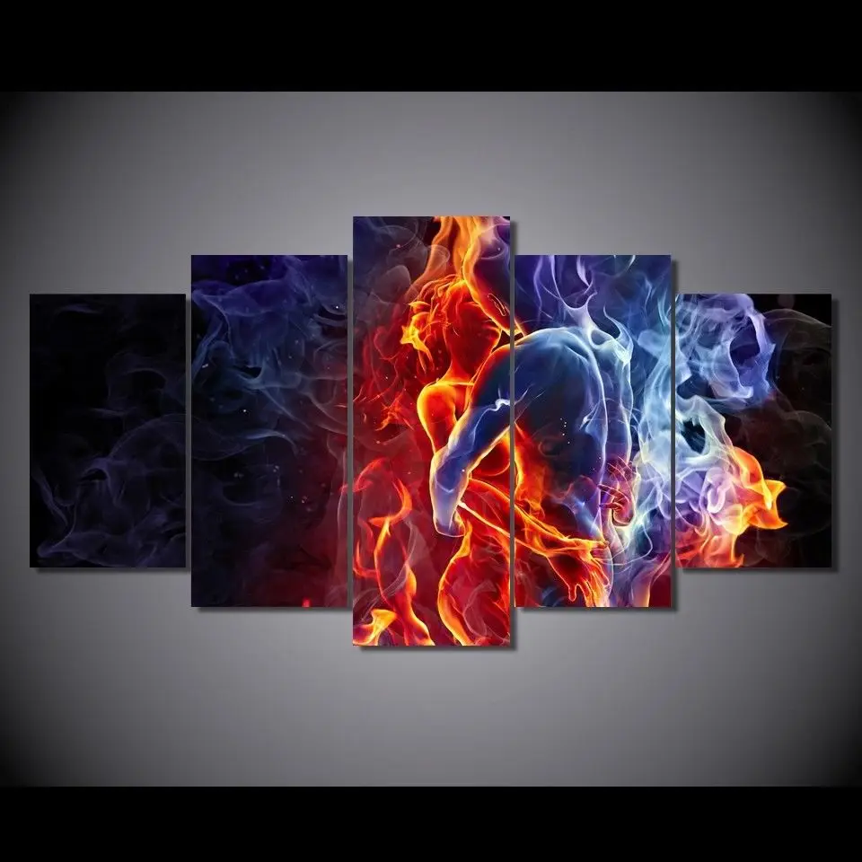 HD print Home Decor Canvas Print Painting Wall Art Flame Figures Fire ...