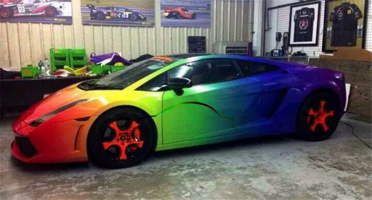 Rainbow Color Change Vinyl Car Wrap Film Gradual Change Color 1.52*30m ...