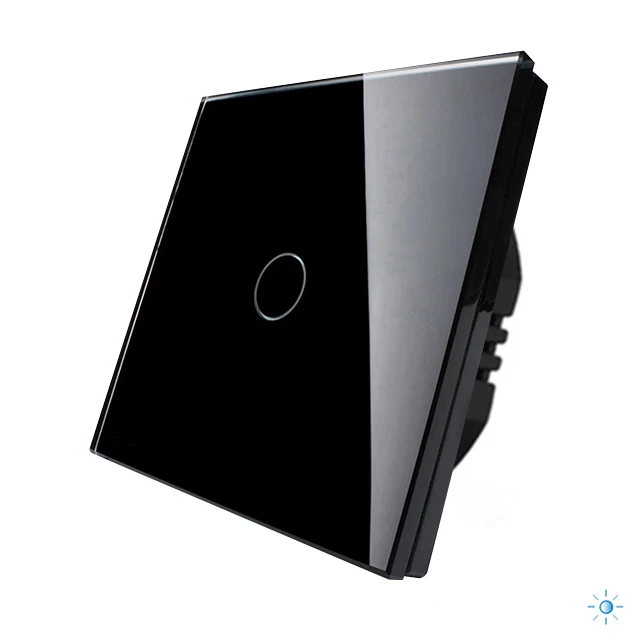Smart Home Eu Standard 1 Gang Dimmer Touch Switch Black Crystal Glass Panel Wall Light Touch