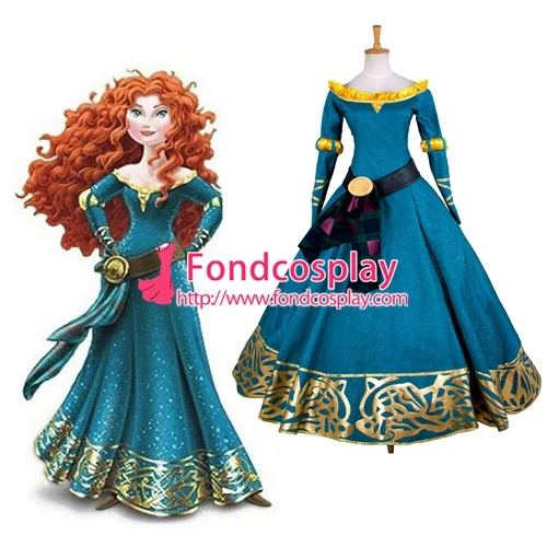 New Version Brave Princess Merida Dress Movie Cosplay Costume Tailor ...