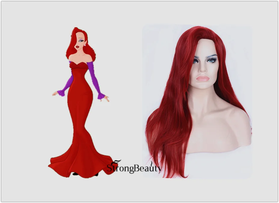 Halloween Jessica Rabbit Cosplay Wig Long Red Straight Hair Princess ...
