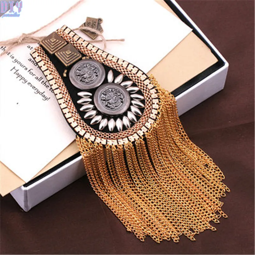 Fashion-Tassel-Chain-Shoulder-Board-Badges-Beads-Fabric-Metal-Epaulet ...