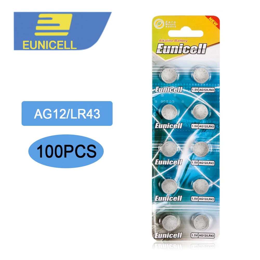 100pcs Ag12 Lr43 Sr43 260 386 1.5v Alkaline Battery Watch Coin Button ...