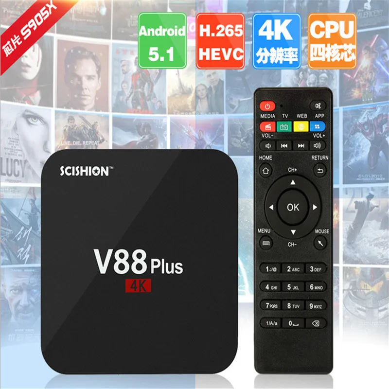 SCISHION V88 Plus Android TV Box 4 K 2G 8G Android 5.1 Quad core ...