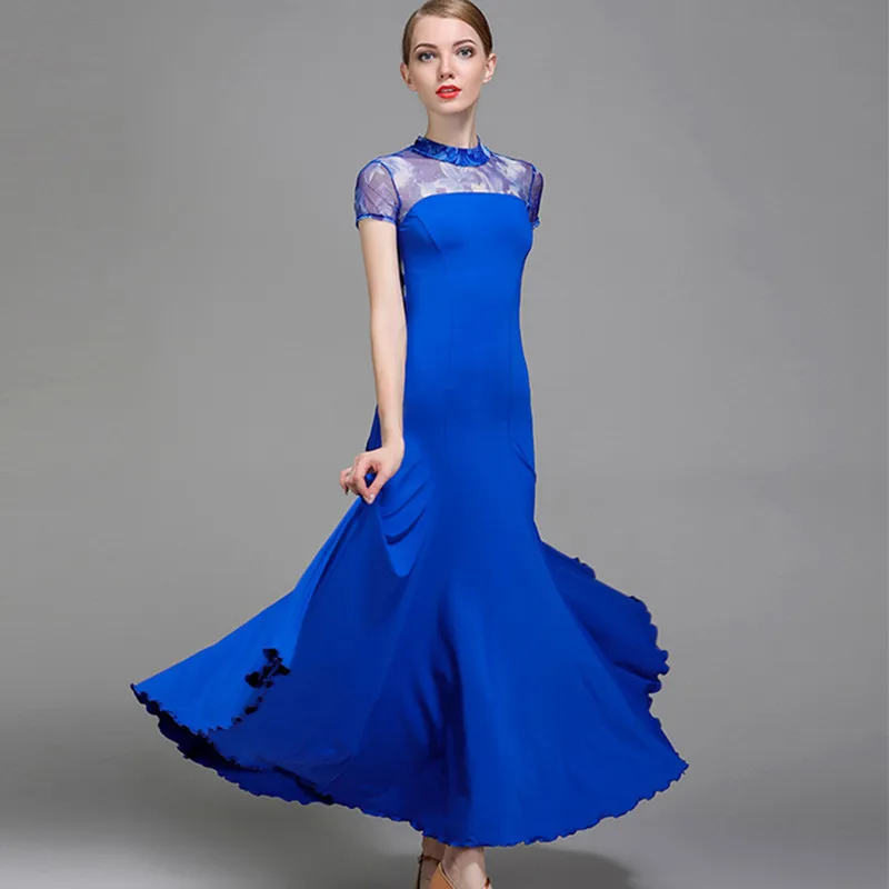 3 cores Vermelho Azul vestidos de dança de salão padrão vestido de ...
