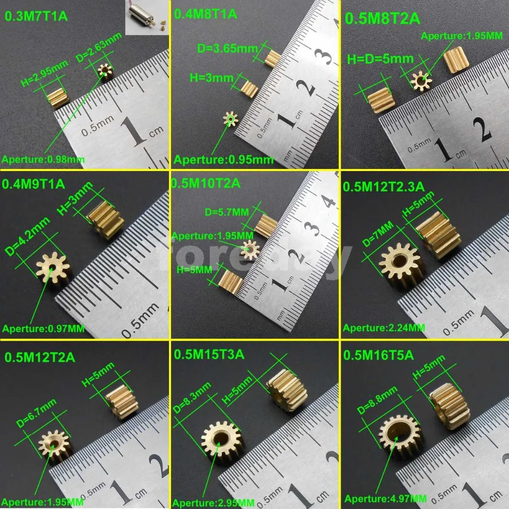 10PCS/LOT Copper Spur Gear Brass Gears 0.3M 0.4M 0.5M 0.5 Modulus ...