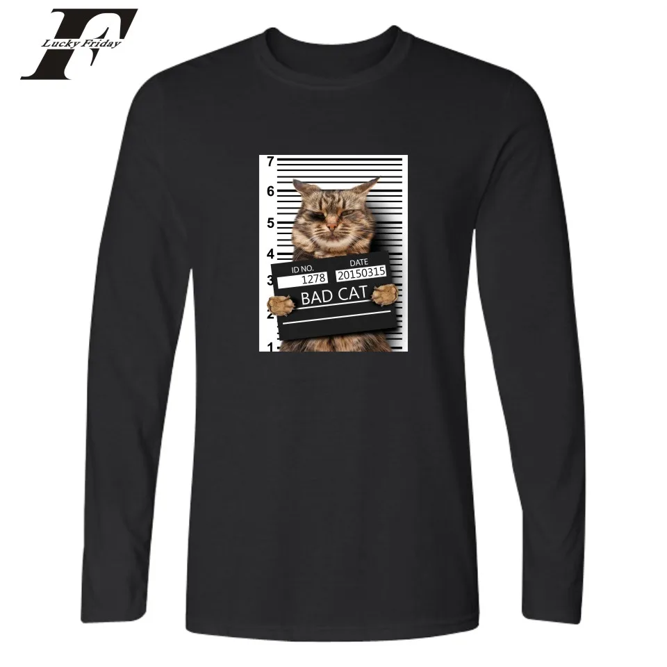 Bad Cat T shirts for Men funny spring style man's T shirt New Fashion ...