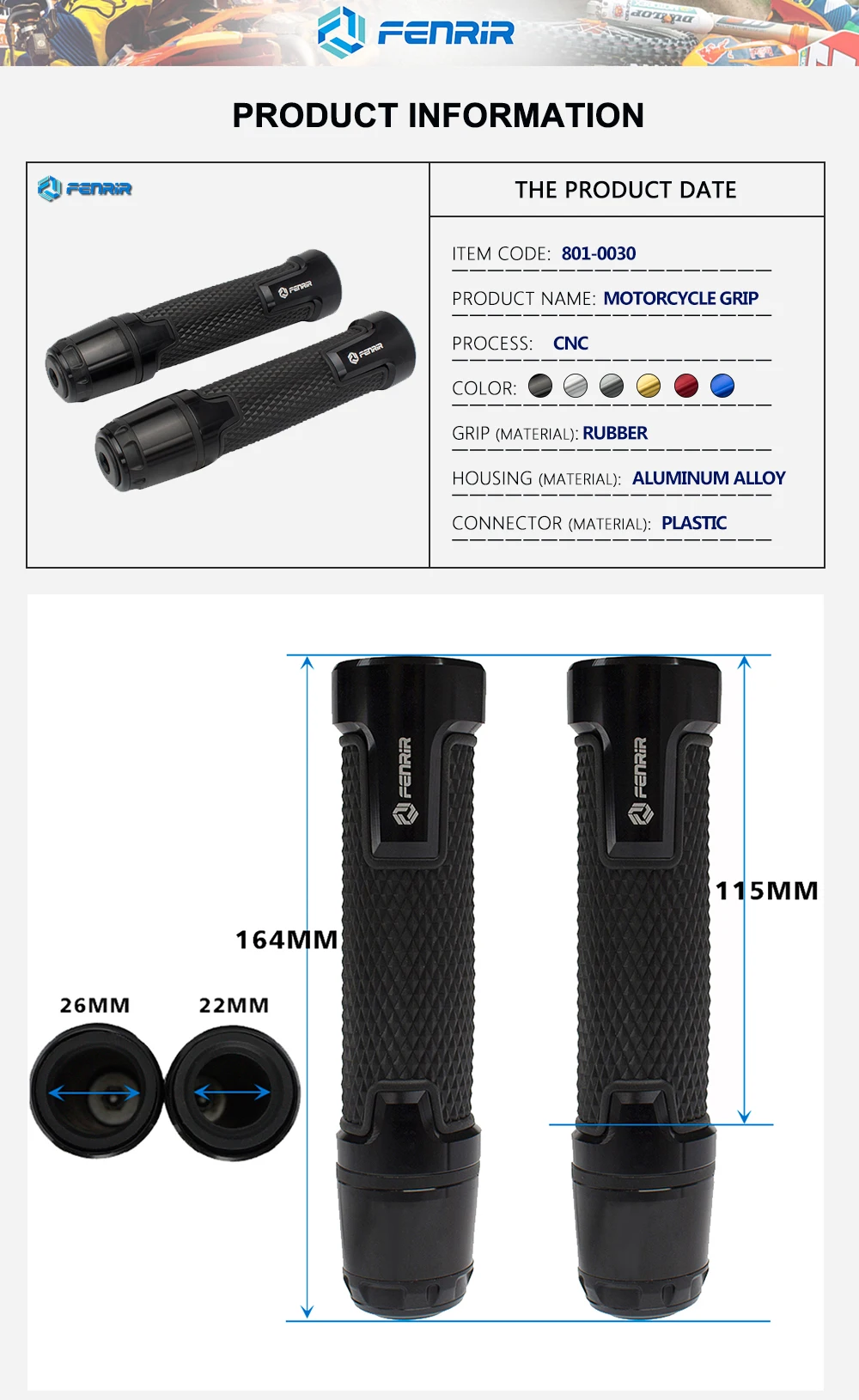 7/8" 22MM CNC Motorcycle Handlebar Grips For CB300R CBR300R CB300F ...