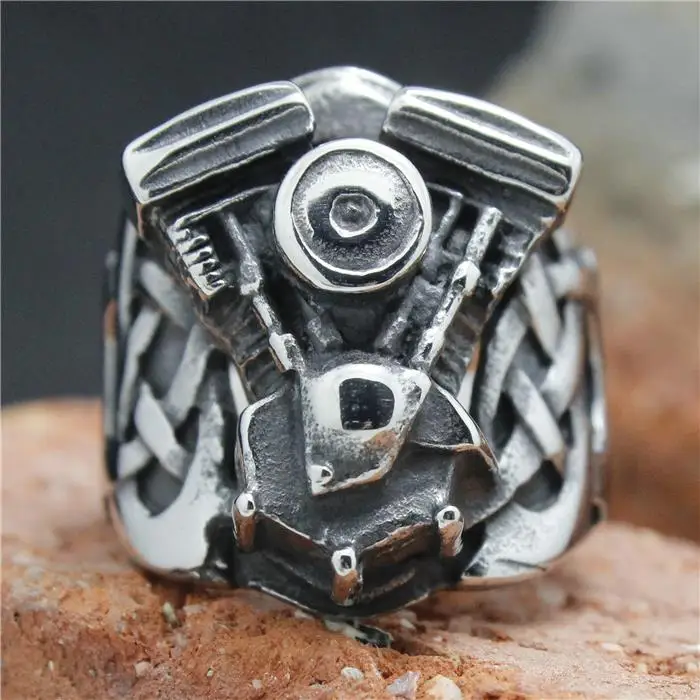 2015-Cool-316L-Stainless-Steel-Biker-Engine-Ring-Mens-Motorcycle-Biker ...