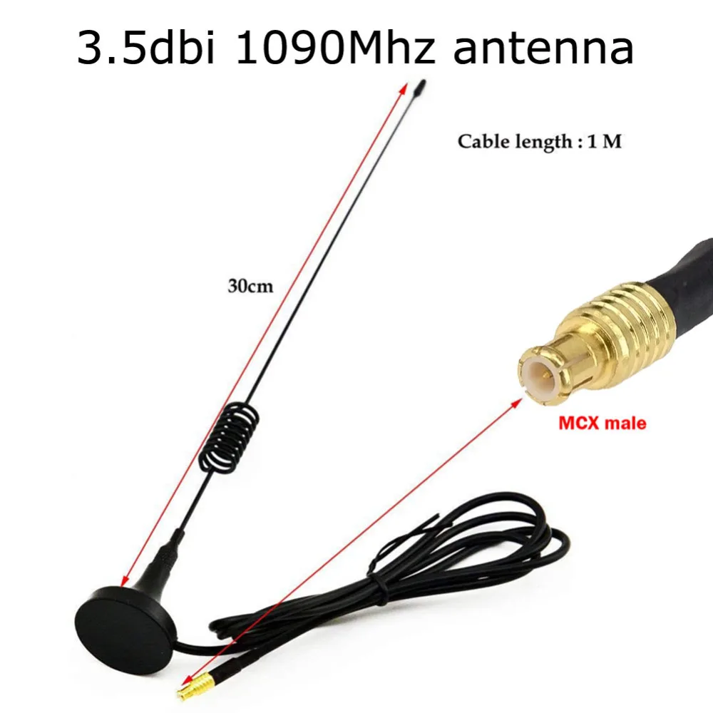 3.5DBi 1090Mhz ADS-B Antenna MCX Male Aerial Magnetic Base RG174 1M ...