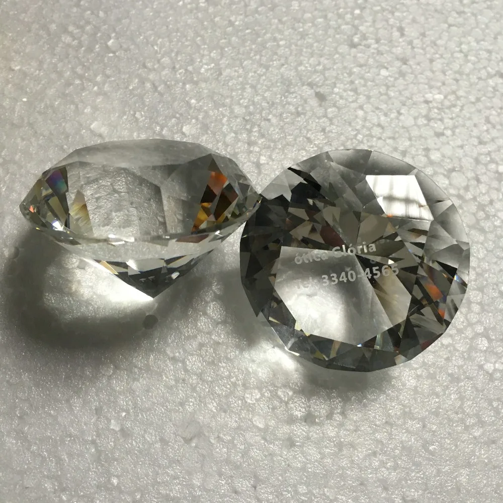 Beautiful 1pcs Clear 60mm Crystal Paperweight Diamond With Engrave and ...