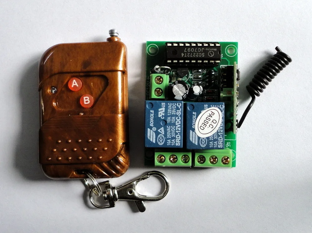 12VDC 2 Channel Wireless RF Remote Control Switch Module Receiver and ...