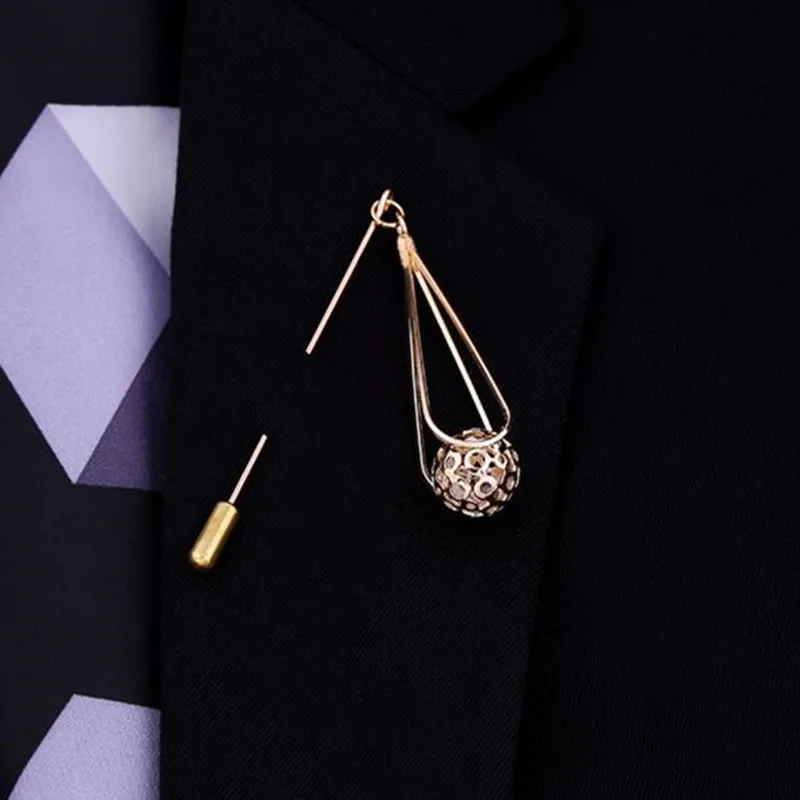Bovvsky Gold Silver Ball Men Collar Brooch Pin Accessories Shawls