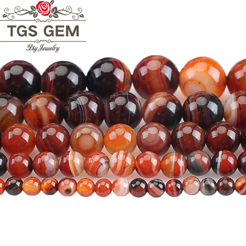 Natural Agates Stone Beads Stripe Dream Agates Round Loose Beads For ...