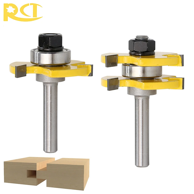 RCT 2pcs Tongue Groove 8mm Shank Router Bit Set Milling Cutters For ...