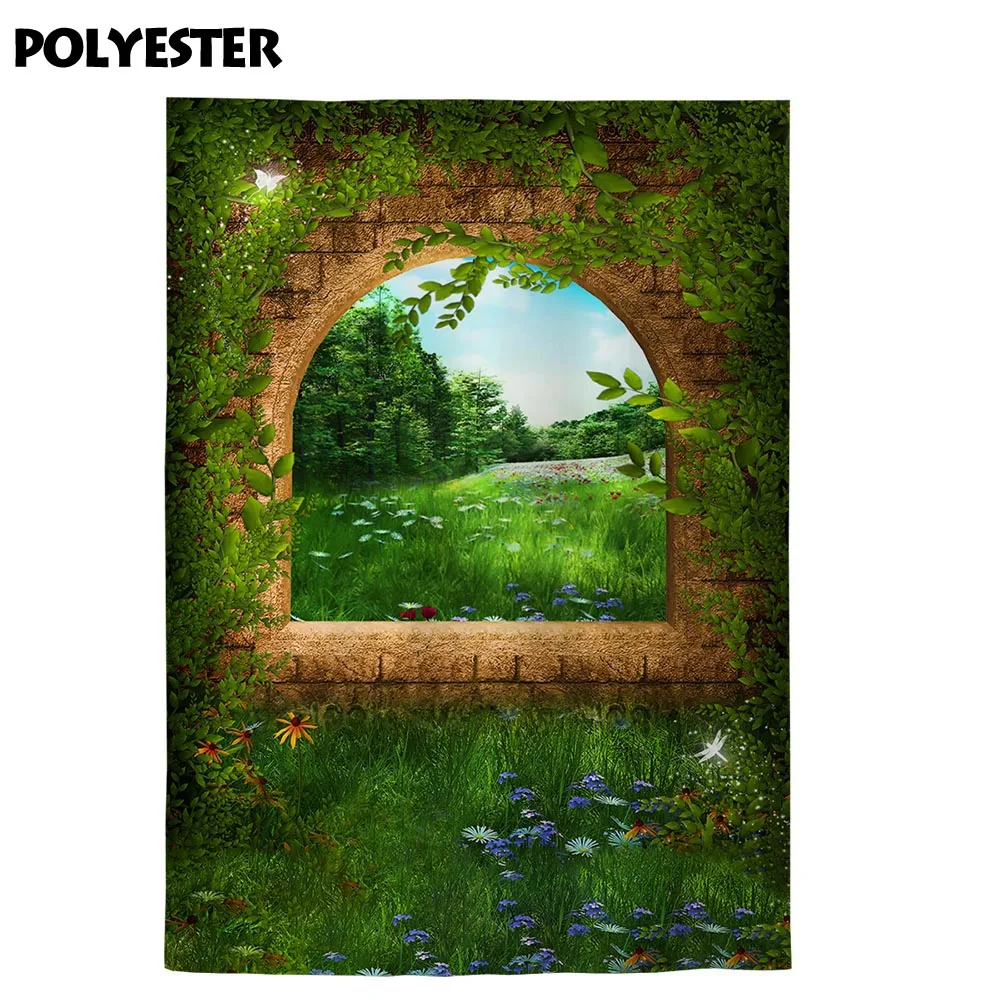 Allenjoy Сказочный фон Фотофон лес окно куст Весна фотобудка для ...