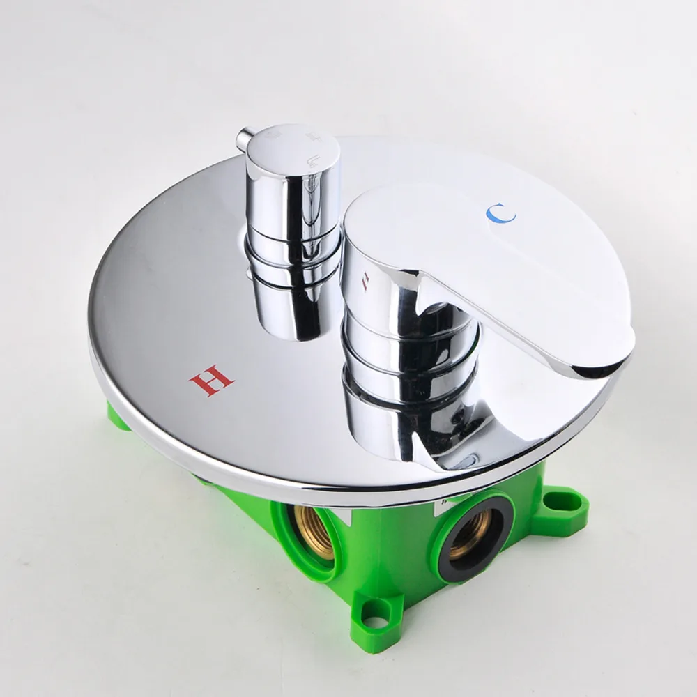 Brass Round Rainfall Shower Head Concealed Hot Cold Water Mixer Faucet ...