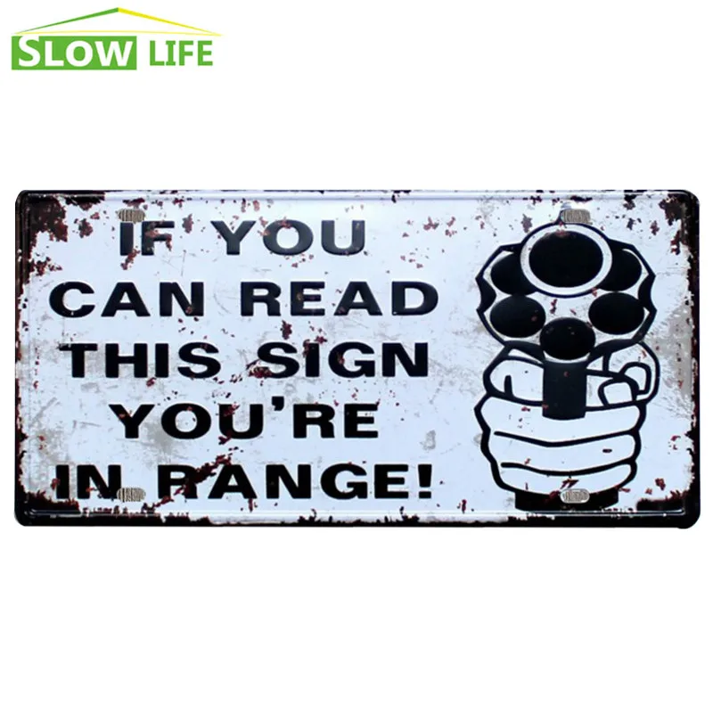 You're In Range Car License Plate Vintage Home Decor Tin Sign Bar ...