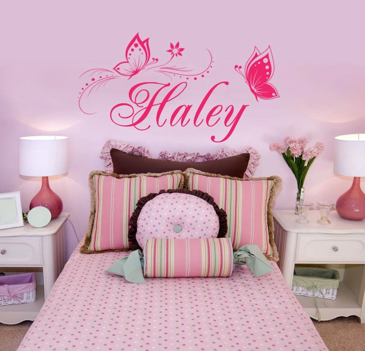 G159 Personalized Name Butterflies Vinyl Wall Decal Sticker Decor ONE ...