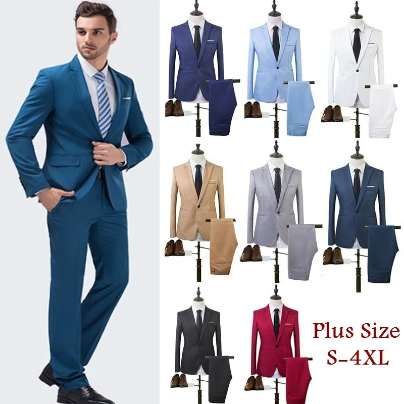 Fashion Men One Button Suits Business Suit A Two piece Suit The Groom ...