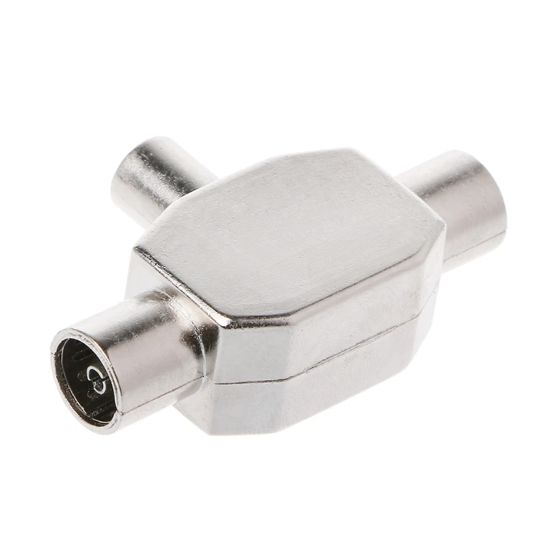 2 Way T Splitter1x Male to 2 x Female Metal COAX Coaxial TV Aerial ...