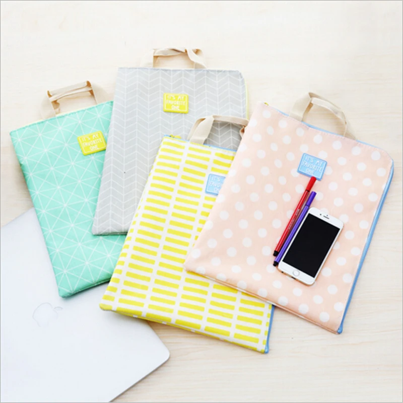 Multi Function A4 File Folder Bag Fabric High capacity Portable Zipper ...