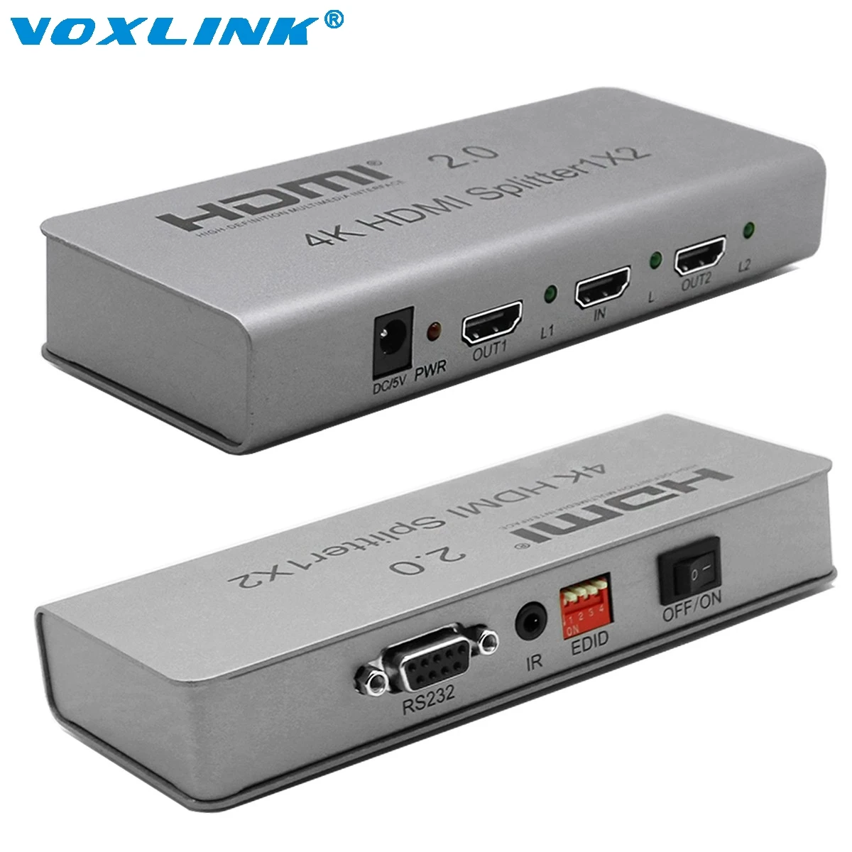 Voxlink Hdmi2.0 Full Hd 1080p Splitter Extender 1x2 1-in 2-out Support ...