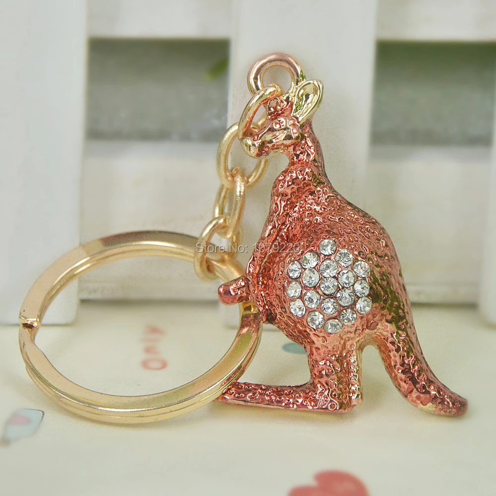 Kangaroo Animal Keyring Rhinestone Crystal Charm Pendant Car Key Bag ...