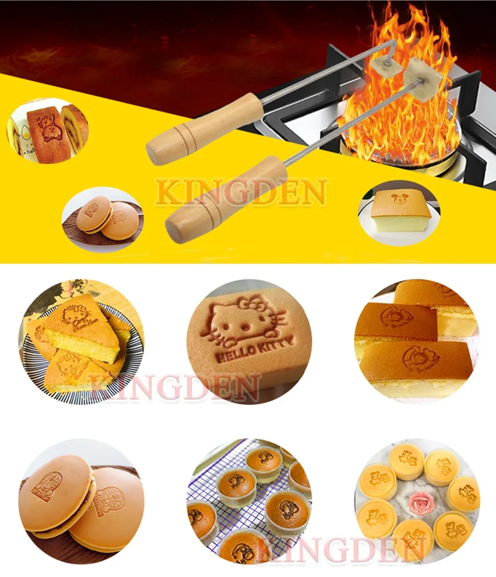 KINGDEN DIY деревянная ручка DIY торт брендинг латунь высечки гамбургер ...