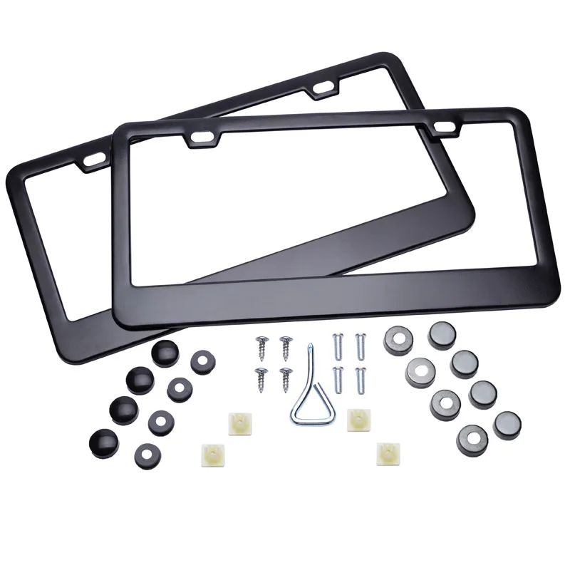 New 2pcs JDM Front Rear Stainless Steel License Plate Frame Tag Cover ...